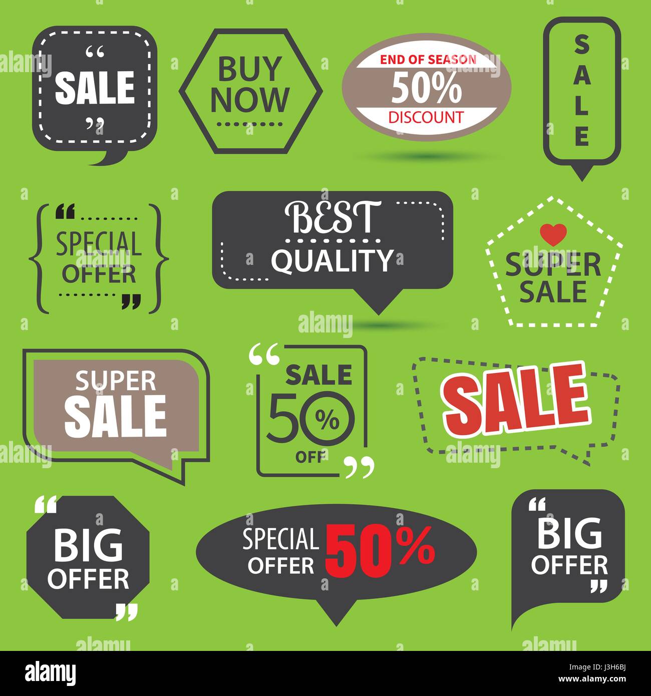 Set of commercial sale stickers, elements badges and labels collection ...