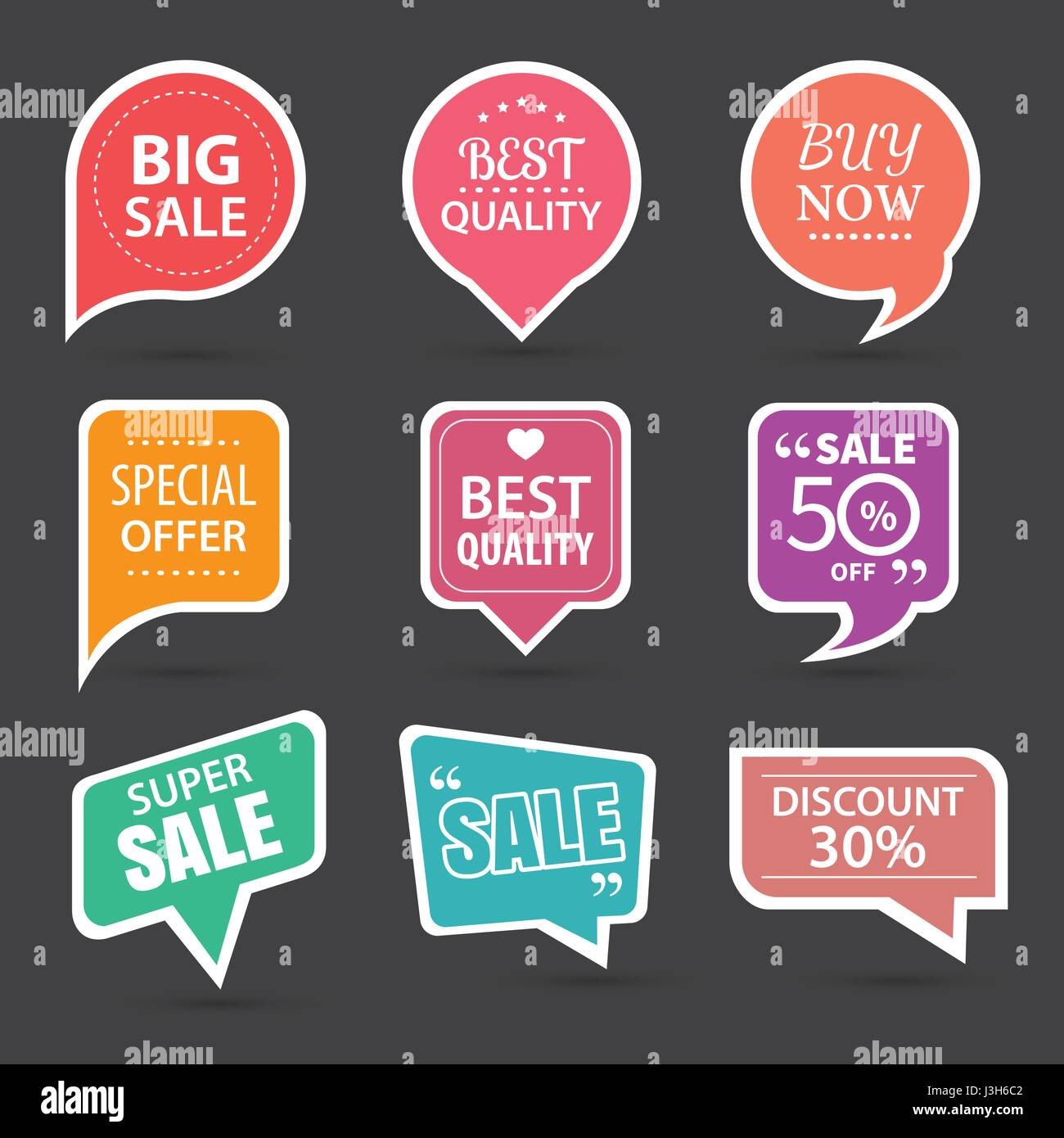 Set of commercial sale stickers, elements badges and labels collection ...