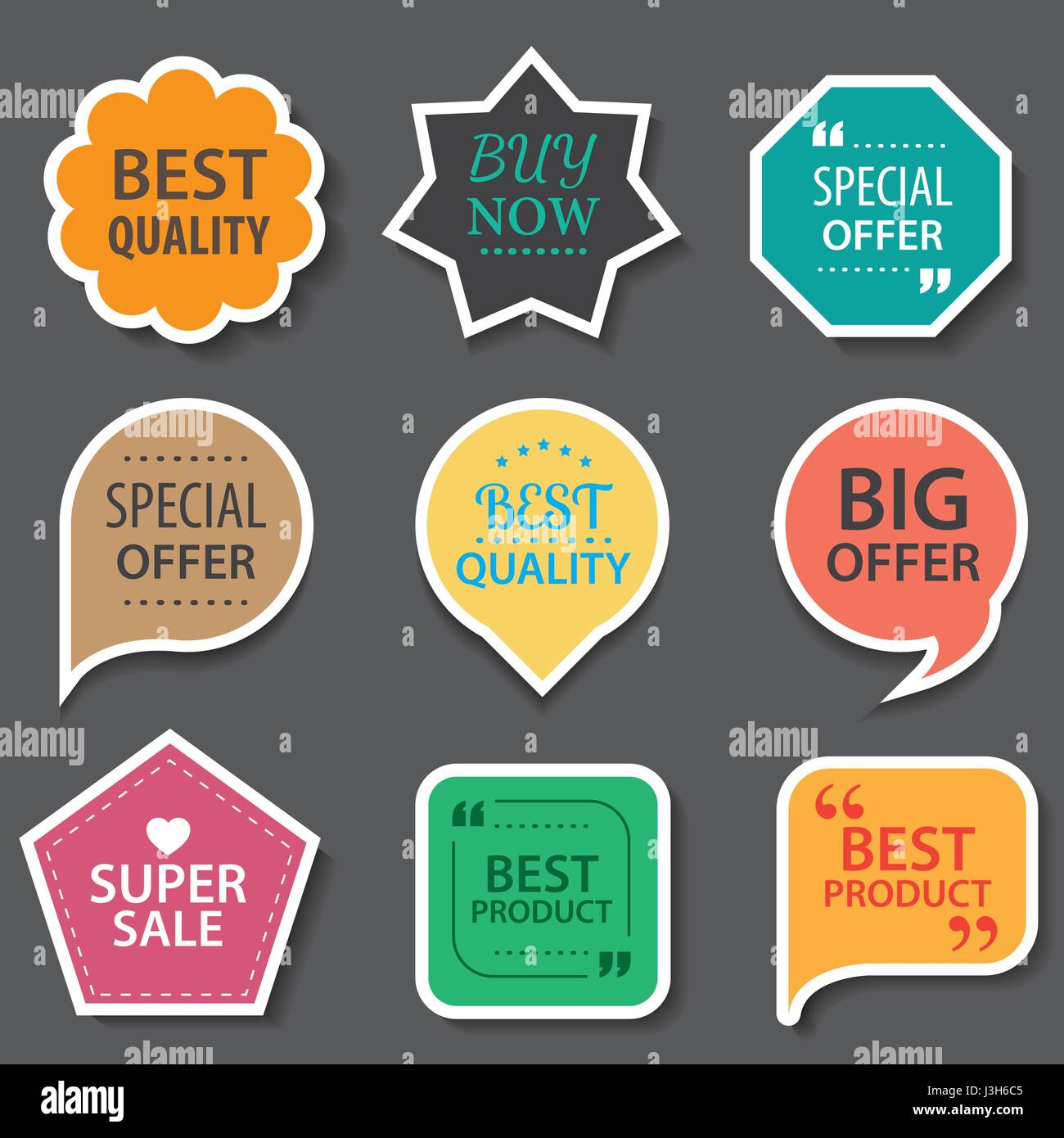 Set of commercial sale stickers, elements badges and labels collection ...