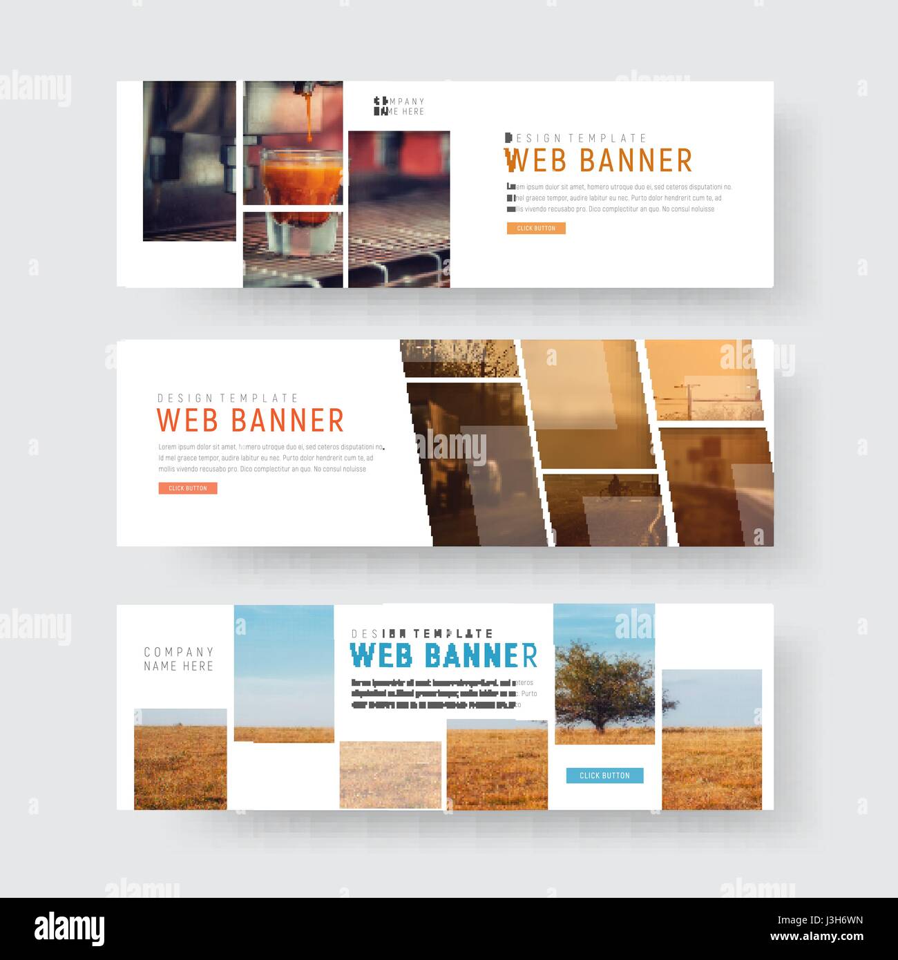 Template of web banners with rectangular blocks for photos. Universal ...