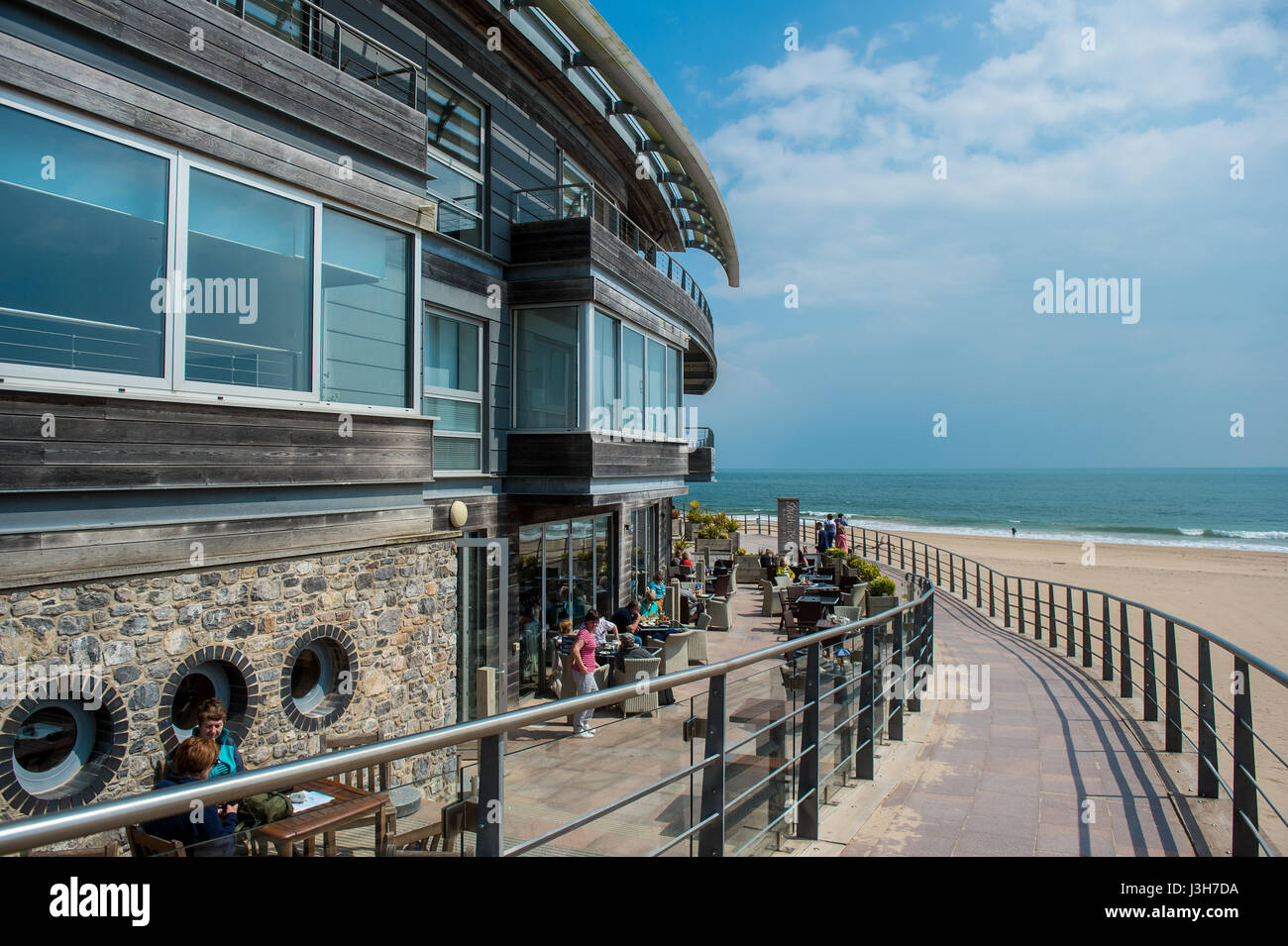 View of South Beach Bar and Grill, Tenby, Pembrokeshire, Wales, UK ...