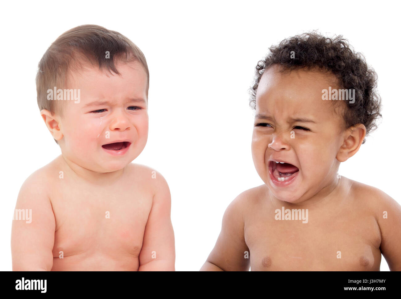 Children crying isolated on a white background Stock Photo - Alamy
