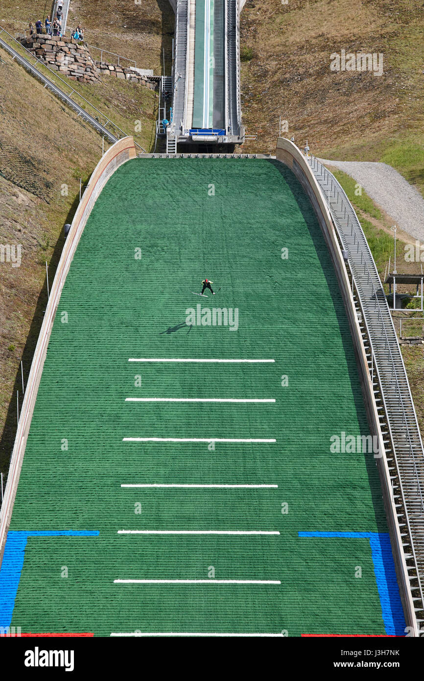 Ski jump. Artificial track. Sport background. Norwegian summer ...