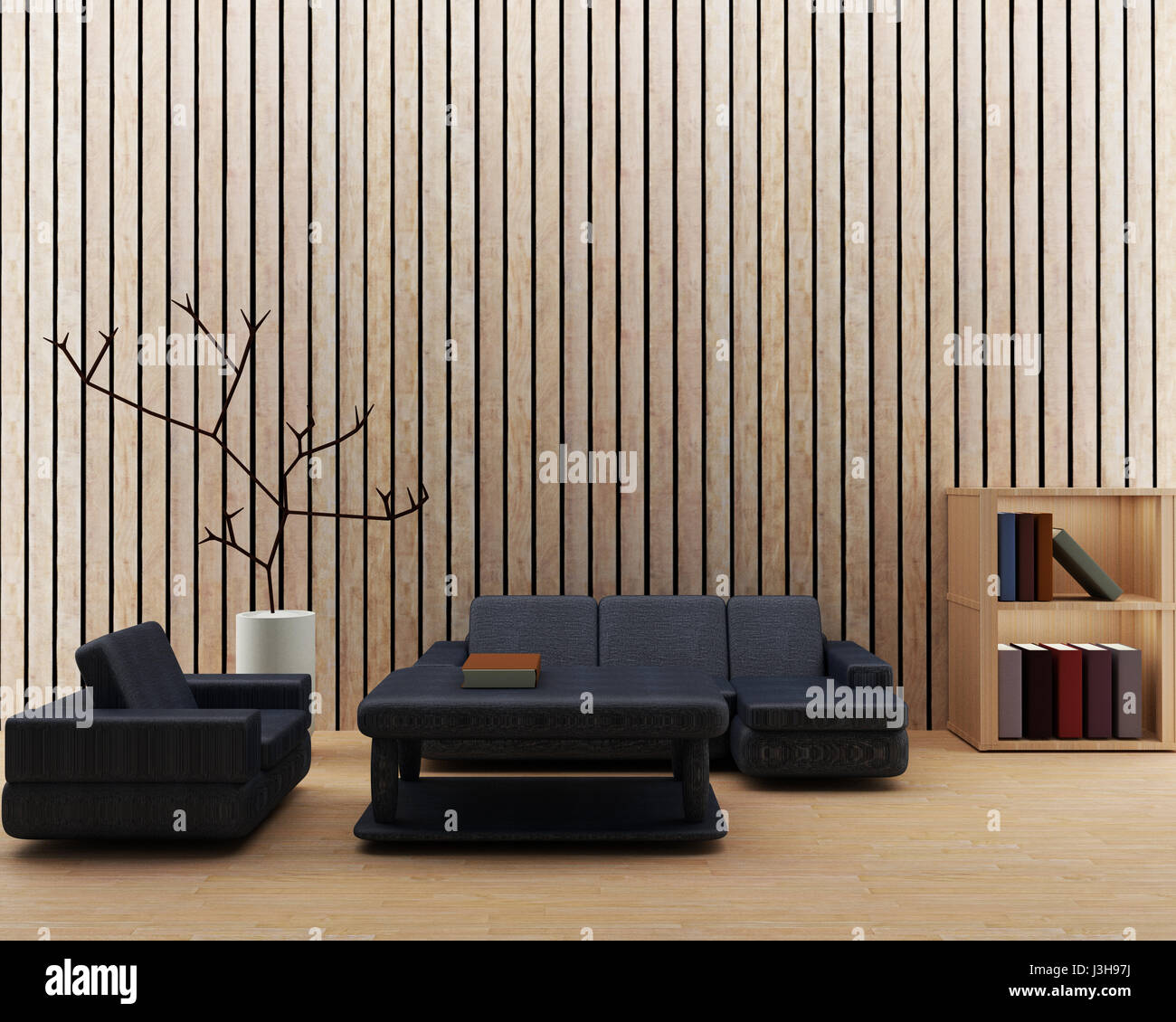 interior living room in modern loft design in 3D render image Stock ...