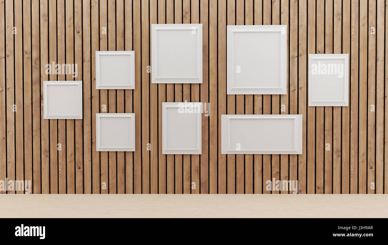 interior room with photo frame design in 3D illustration Stock Photo ...