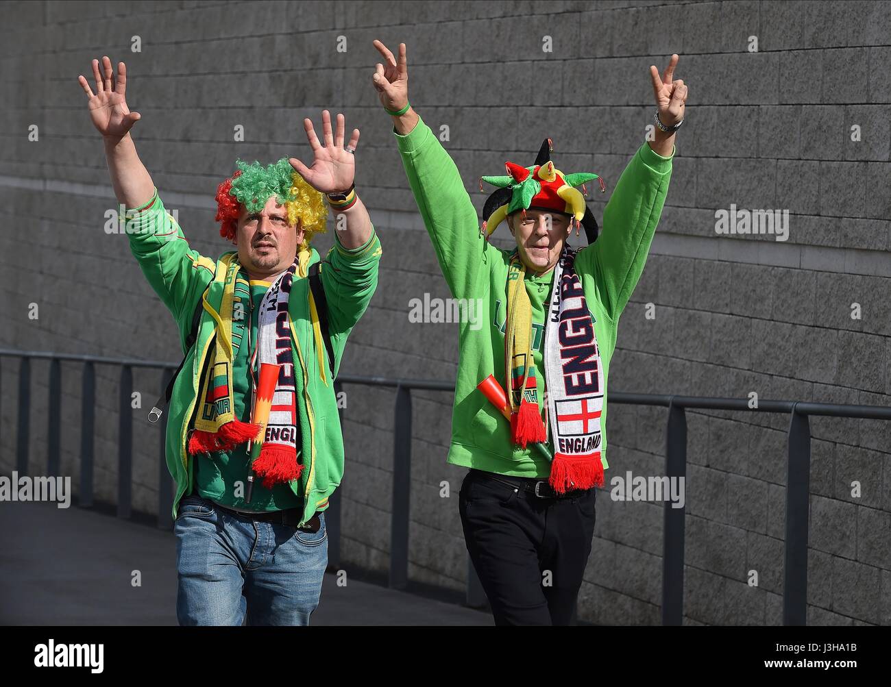 LITHUANIA FANS ARRIVING FOR TO ENGLAND V LITHUANIA WEMBLEY STADIUM ...