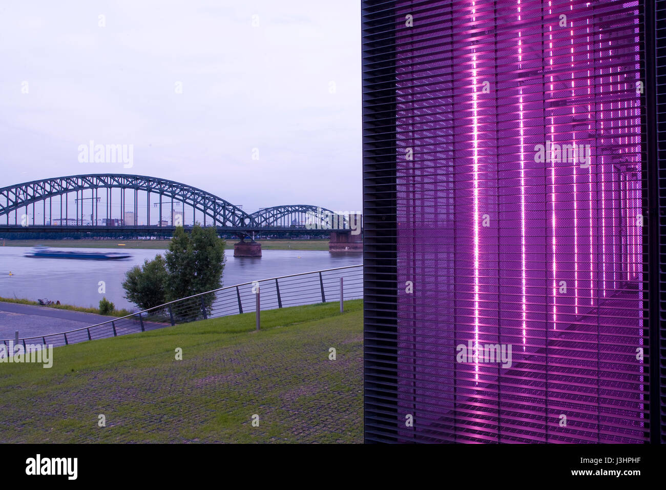 Europe, Germany, Cologne, flood pumping station at the river Rhine in ...