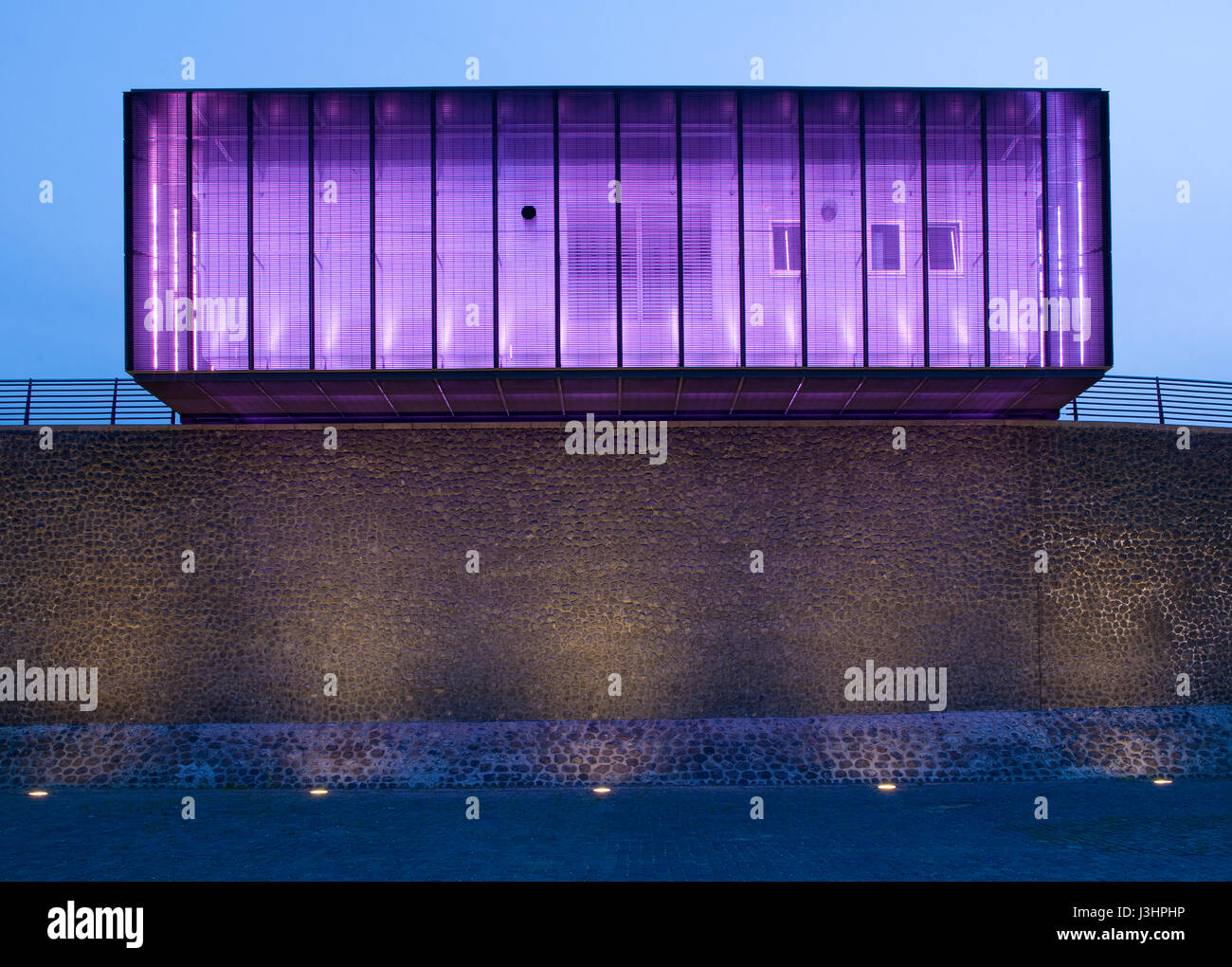 Europe, Germany, Cologne, flood pumping station at the river Rhine in ...