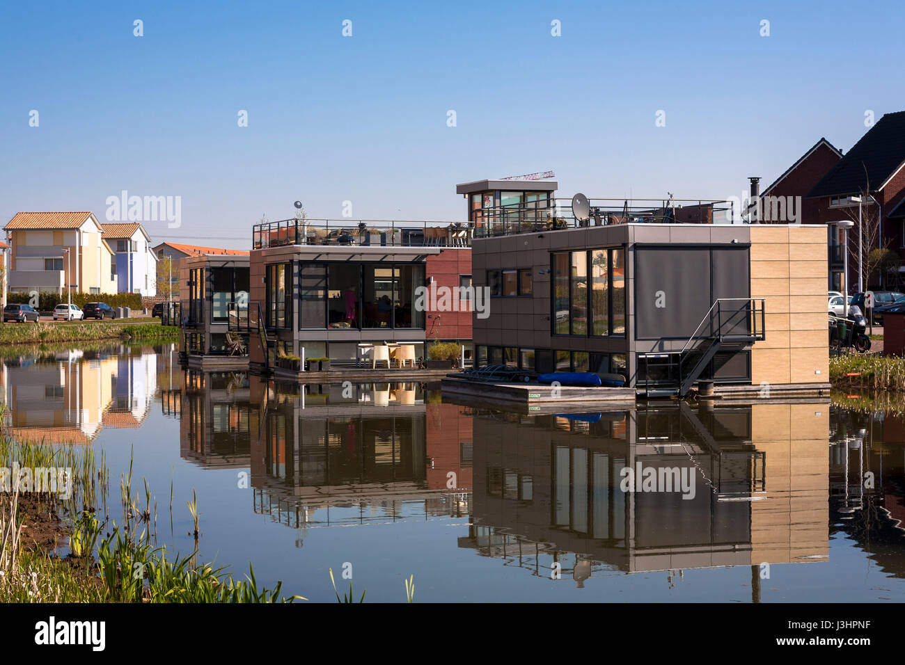 NLD, the Netherlands, Utrecht, flood protected amphibian homes in the ...