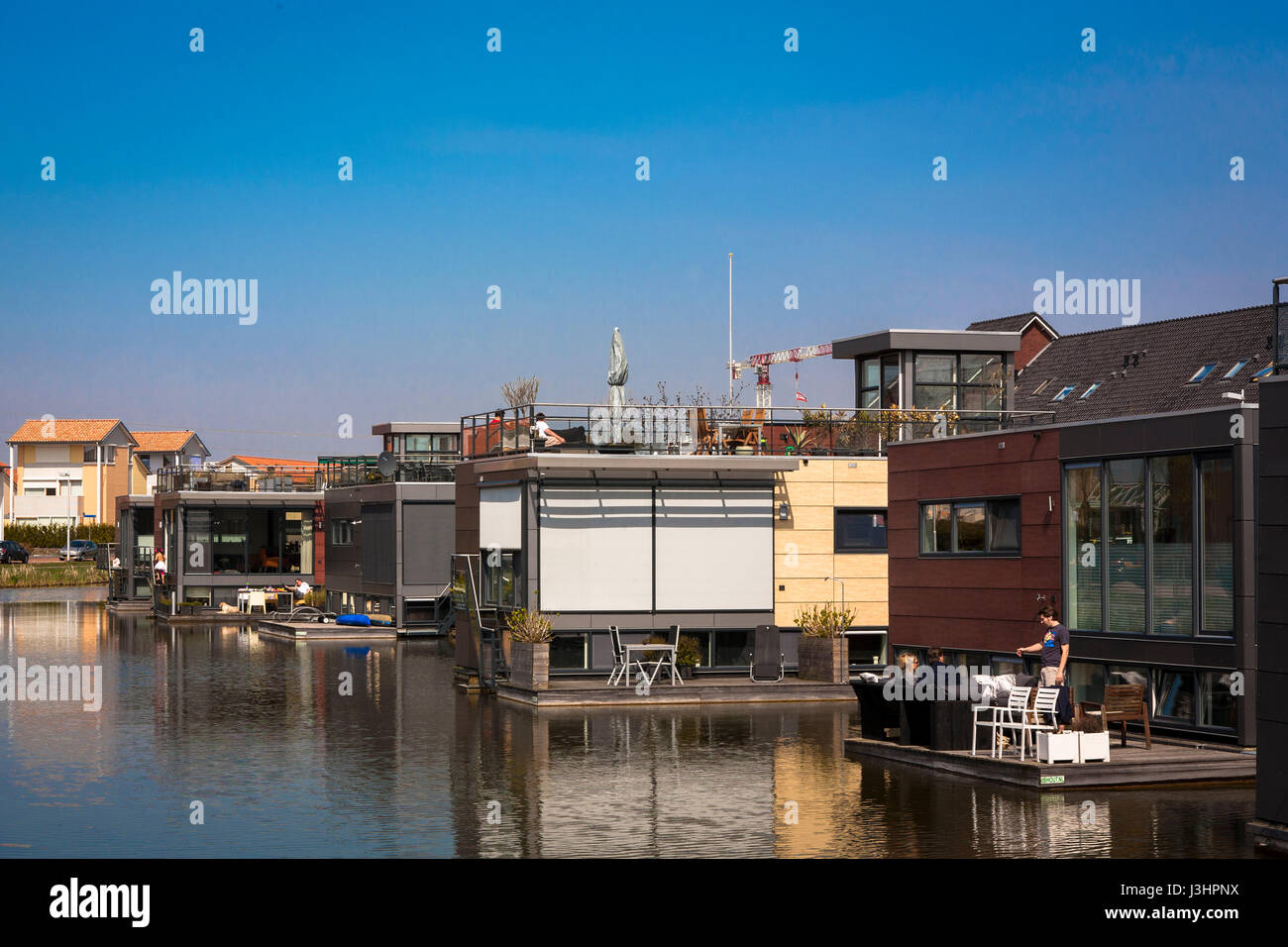 NLD, the Netherlands, Utrecht, flood protected amphibian homes in the ...