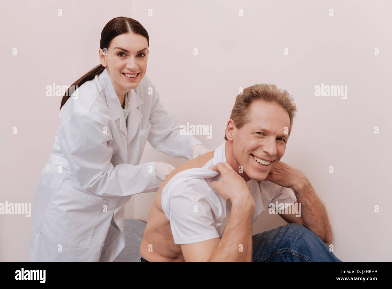 Curing peoples posture. Nice mature athletic man feeling great again ...