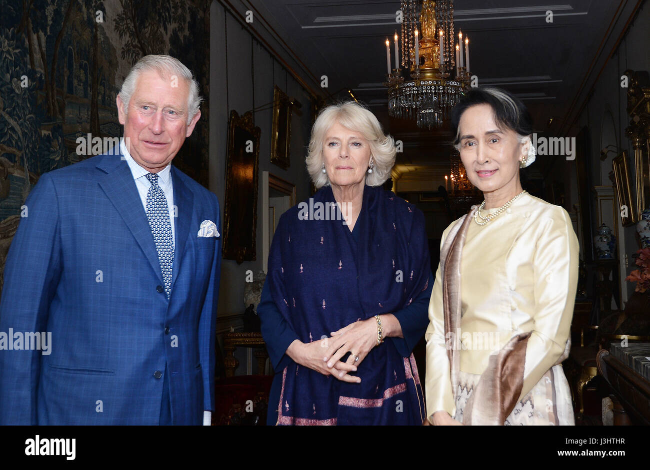 The Prince of Wales and the Duchess of Cornwall greet Burma's de facto ...