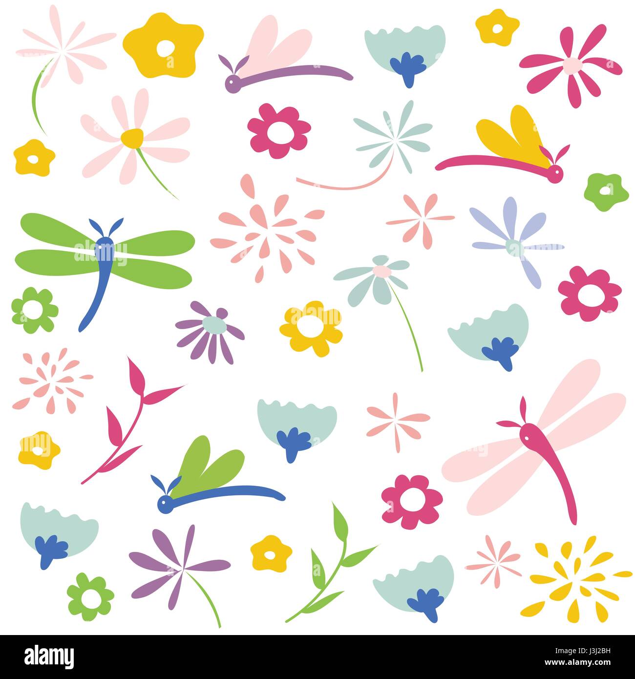 dragonfly seamless floral pattern Stock Vector Image & Art - Alamy