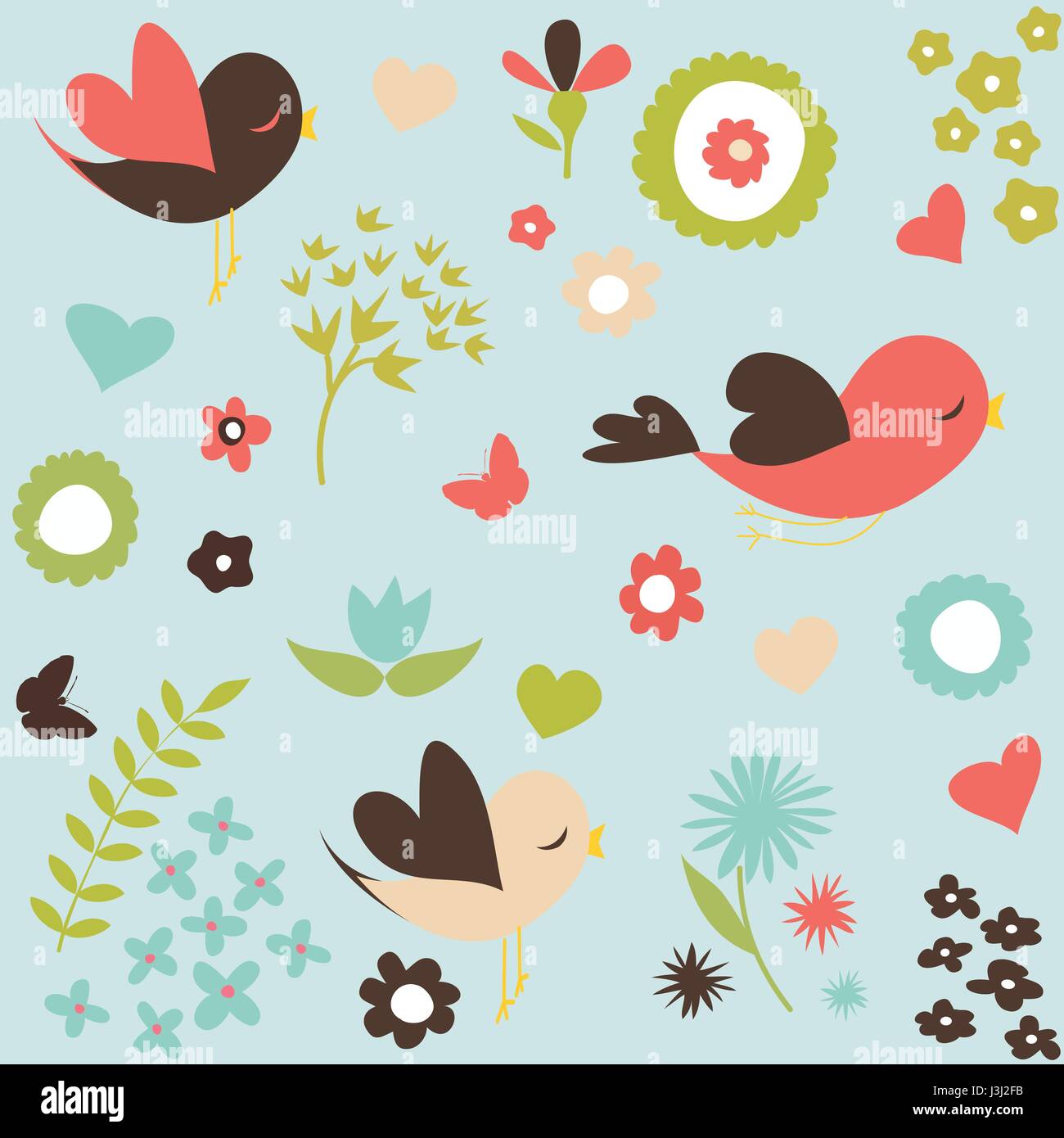 Birds and flowers, spring background Stock Vector Image & Art - Alamy