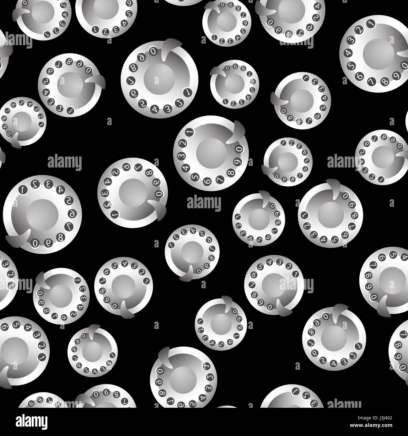 Rotary Phone Dial icons Seamless Pattern on Black Background Stock ...