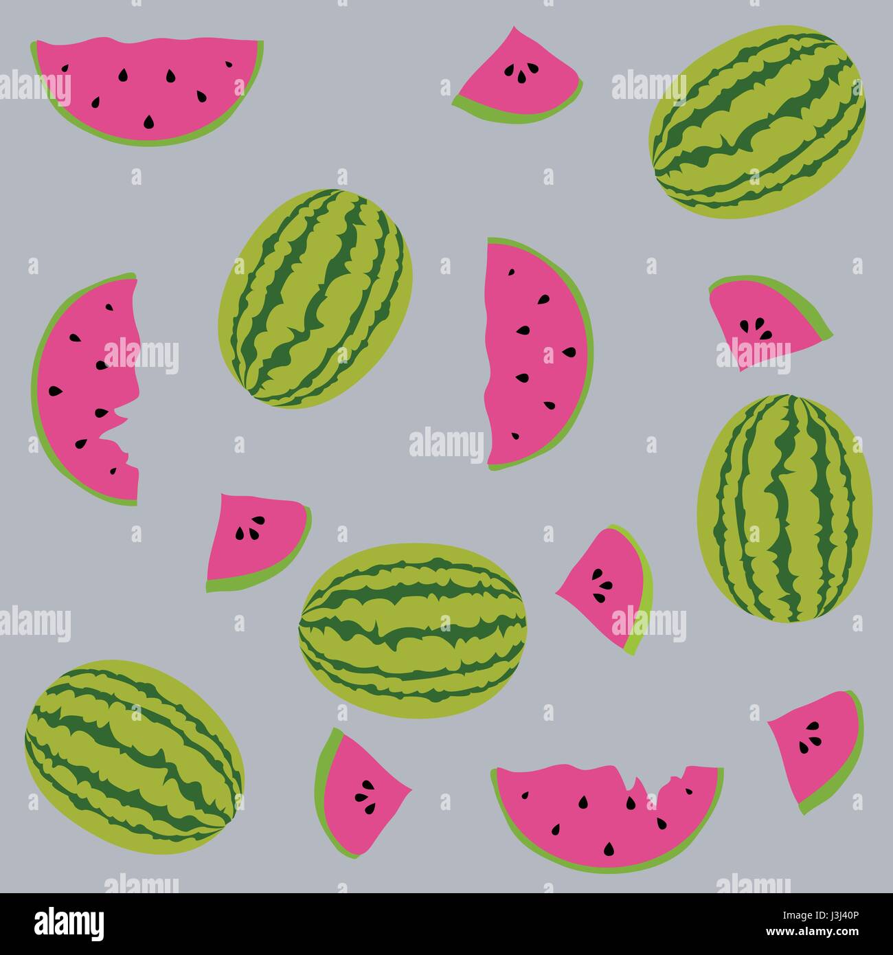 Seamless pattern with elements of watermelons Stock Vector Image & Art ...