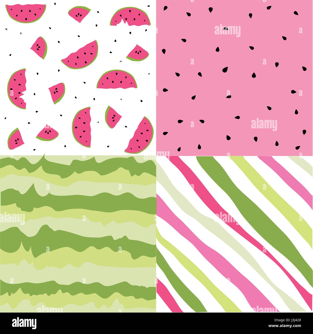 Seamless pattern with watermelon set, scrapbooking, summer digital ...