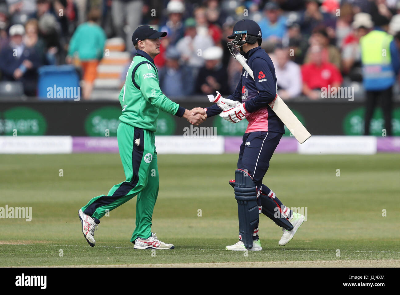 England's Joe Root shakes hands with Ireland's Will Porterfield at the ...