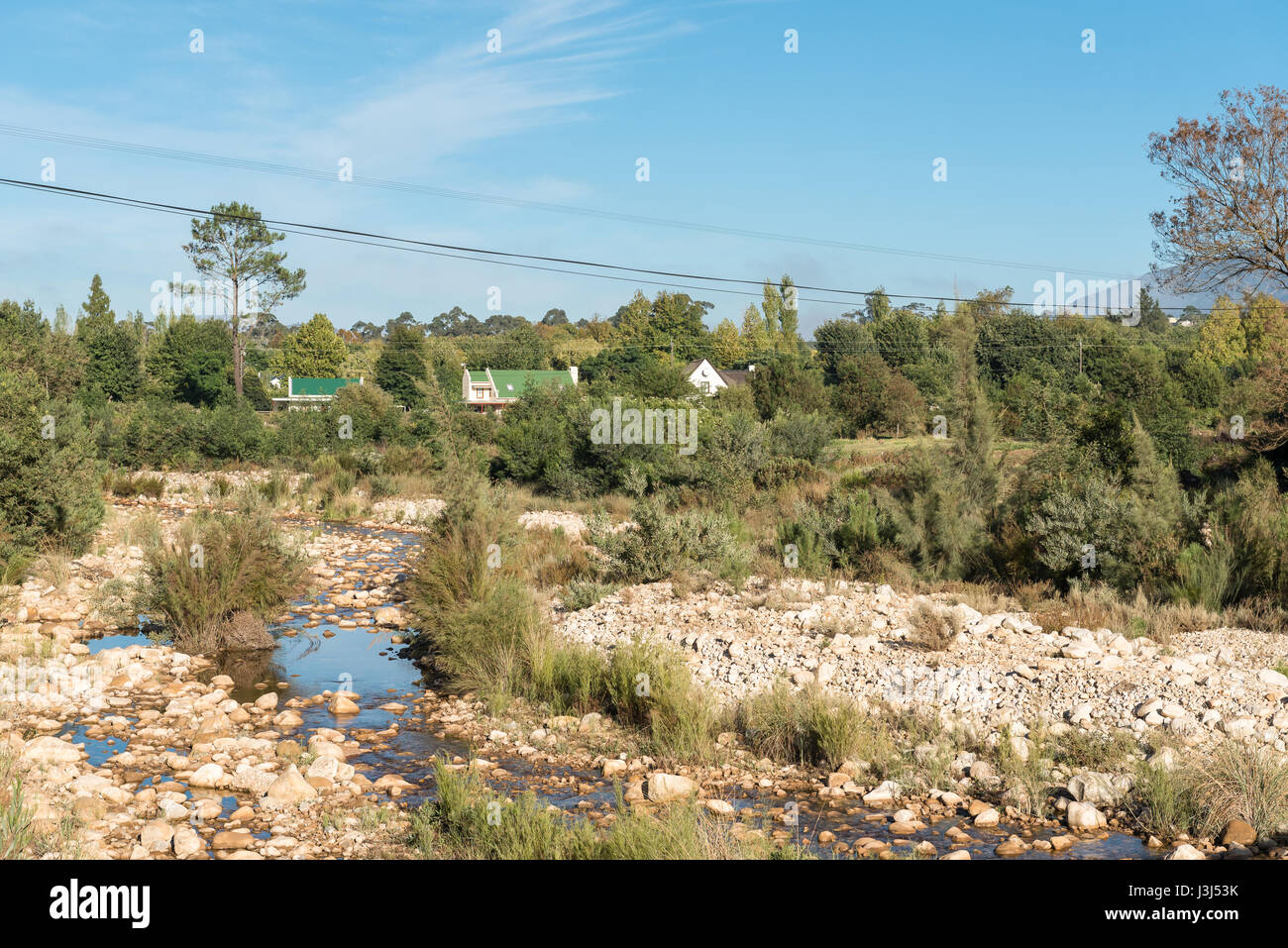 A view of Greyton and the Gobos River. Greyton is a small town in the ...
