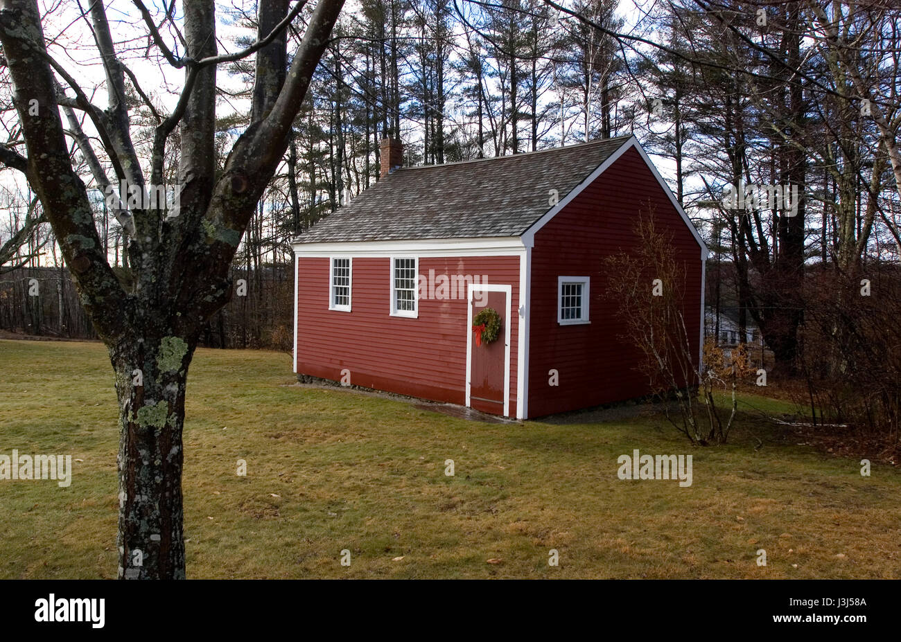 The old schoohouse (1822) in Jaffrey Center, New Hampshire, USA on a ...