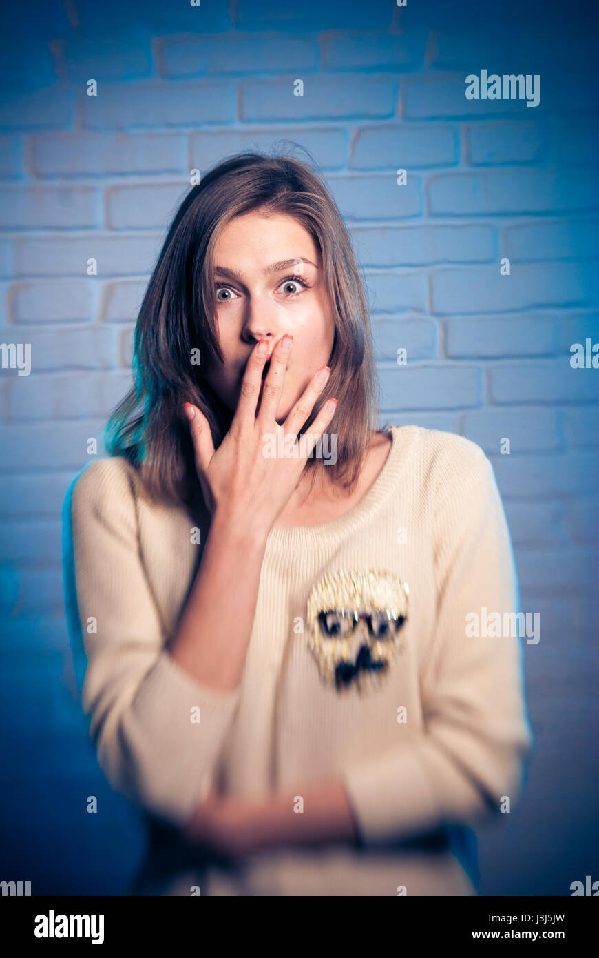 Good beautiful girl with bright emotions Stock Photo - Alamy