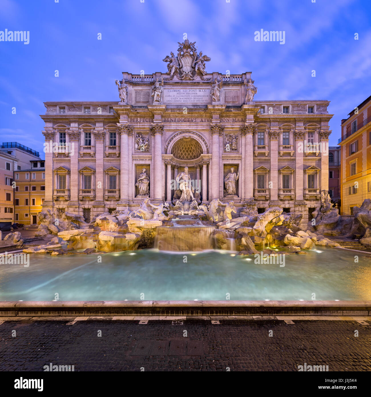 Trevi Fountain and Piazza di Trevi in the Morning, Rome, Italy Stock ...