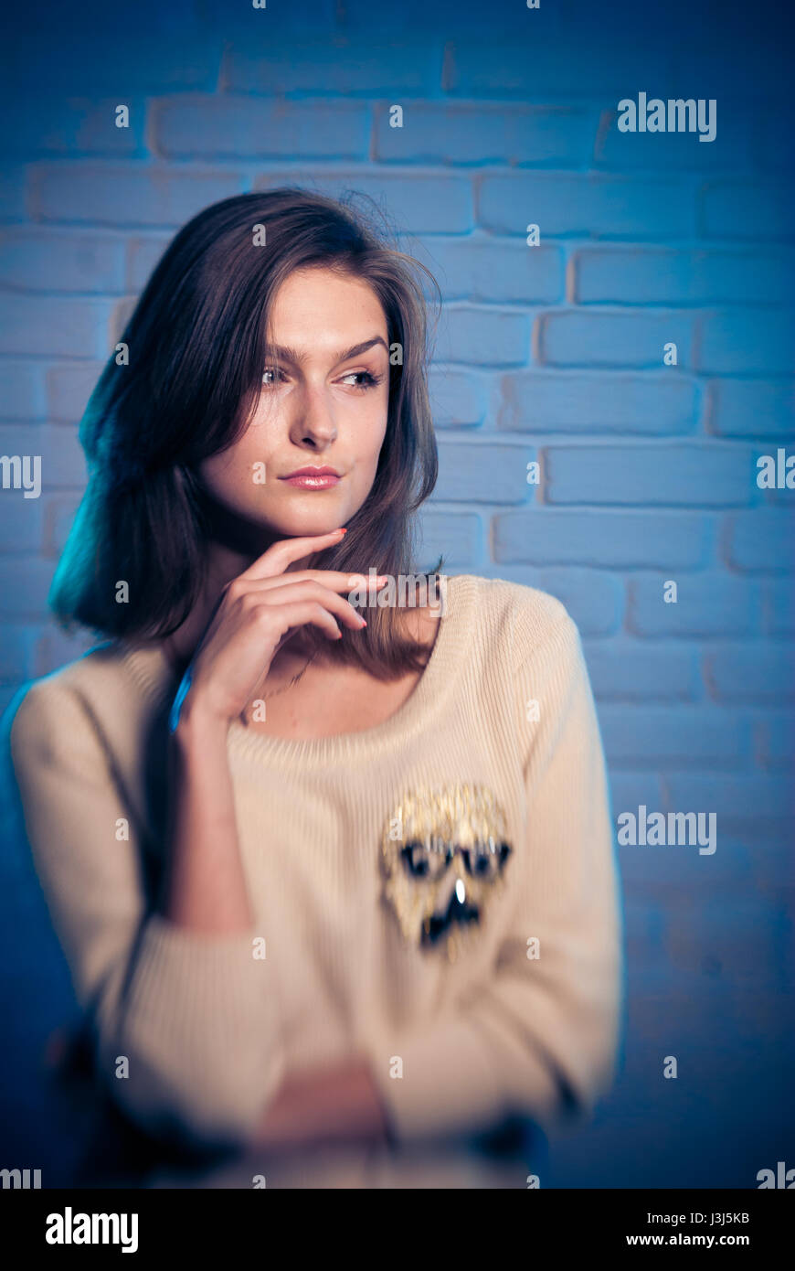 Good beautiful girl with bright emotions Stock Photo - Alamy