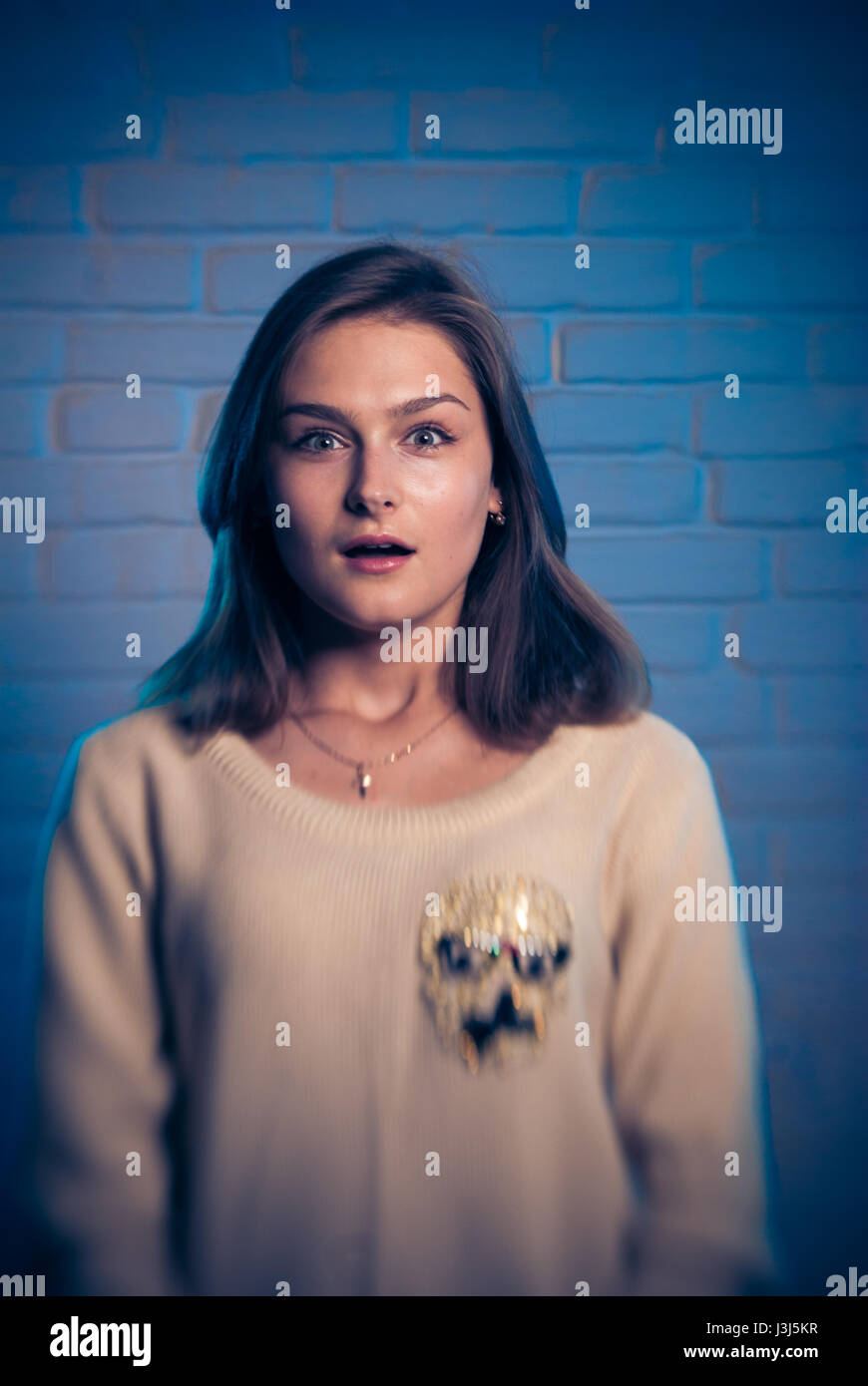 Good beautiful girl with bright emotions Stock Photo - Alamy