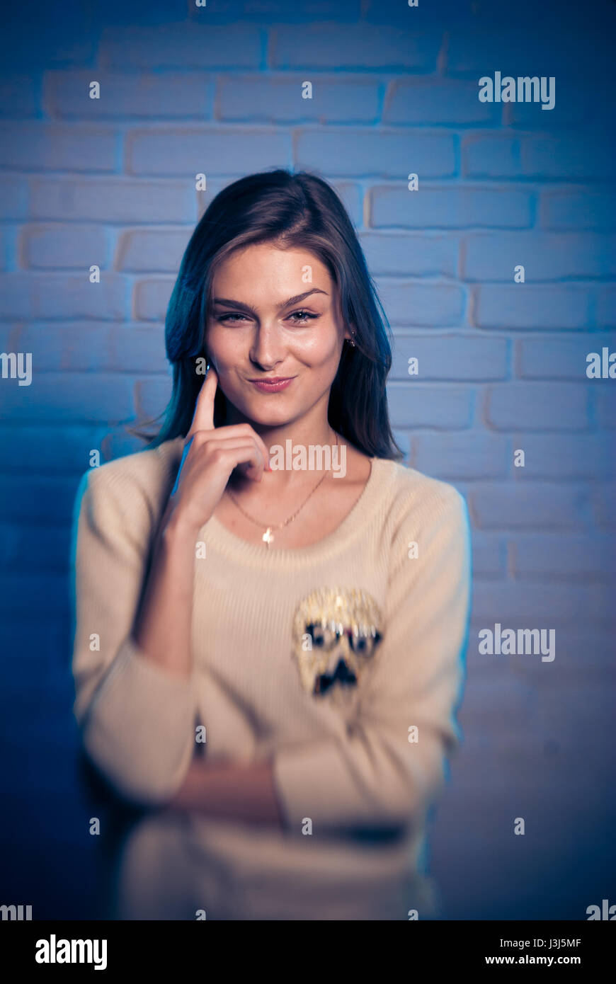 Good beautiful girl with bright emotions Stock Photo - Alamy