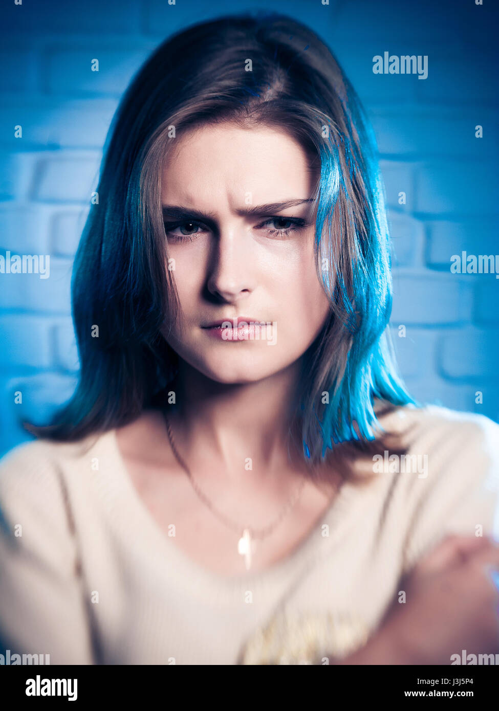 Good beautiful girl with bright emotions Stock Photo - Alamy