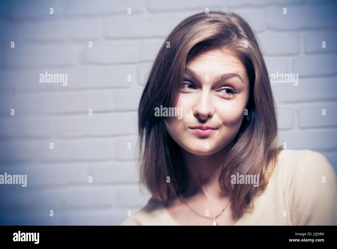 Good beautiful girl with bright emotions Stock Photo - Alamy