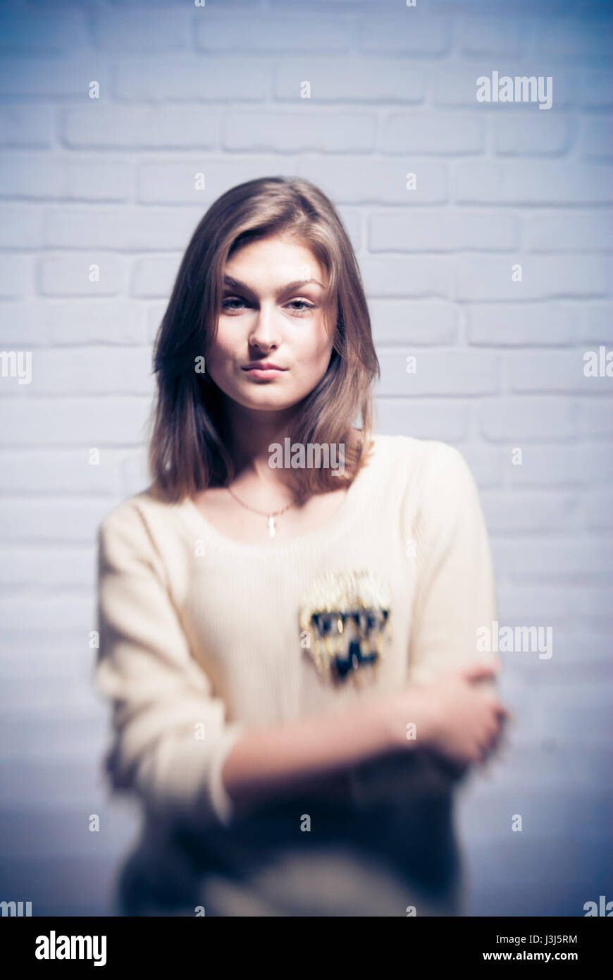 Good beautiful girl with bright emotions Stock Photo - Alamy