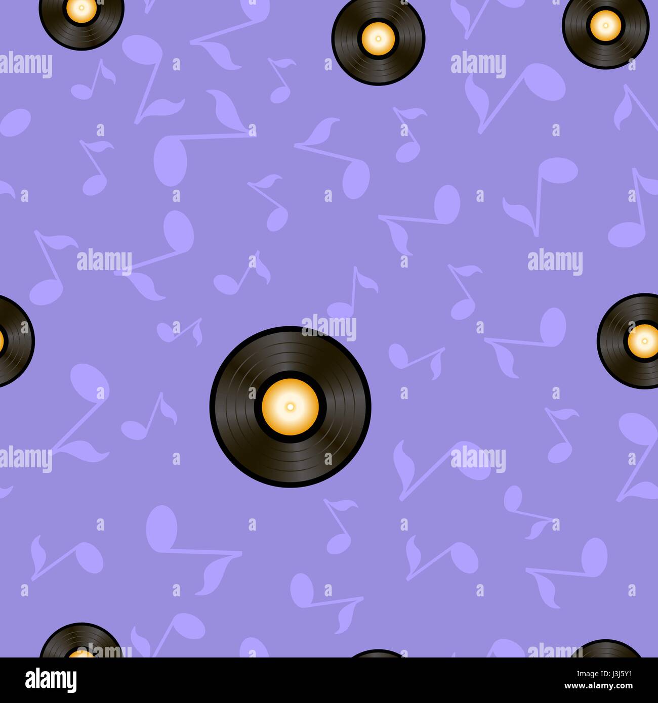 Vynil Records and Musical Notes Seamless Pattern Stock Vector Image ...