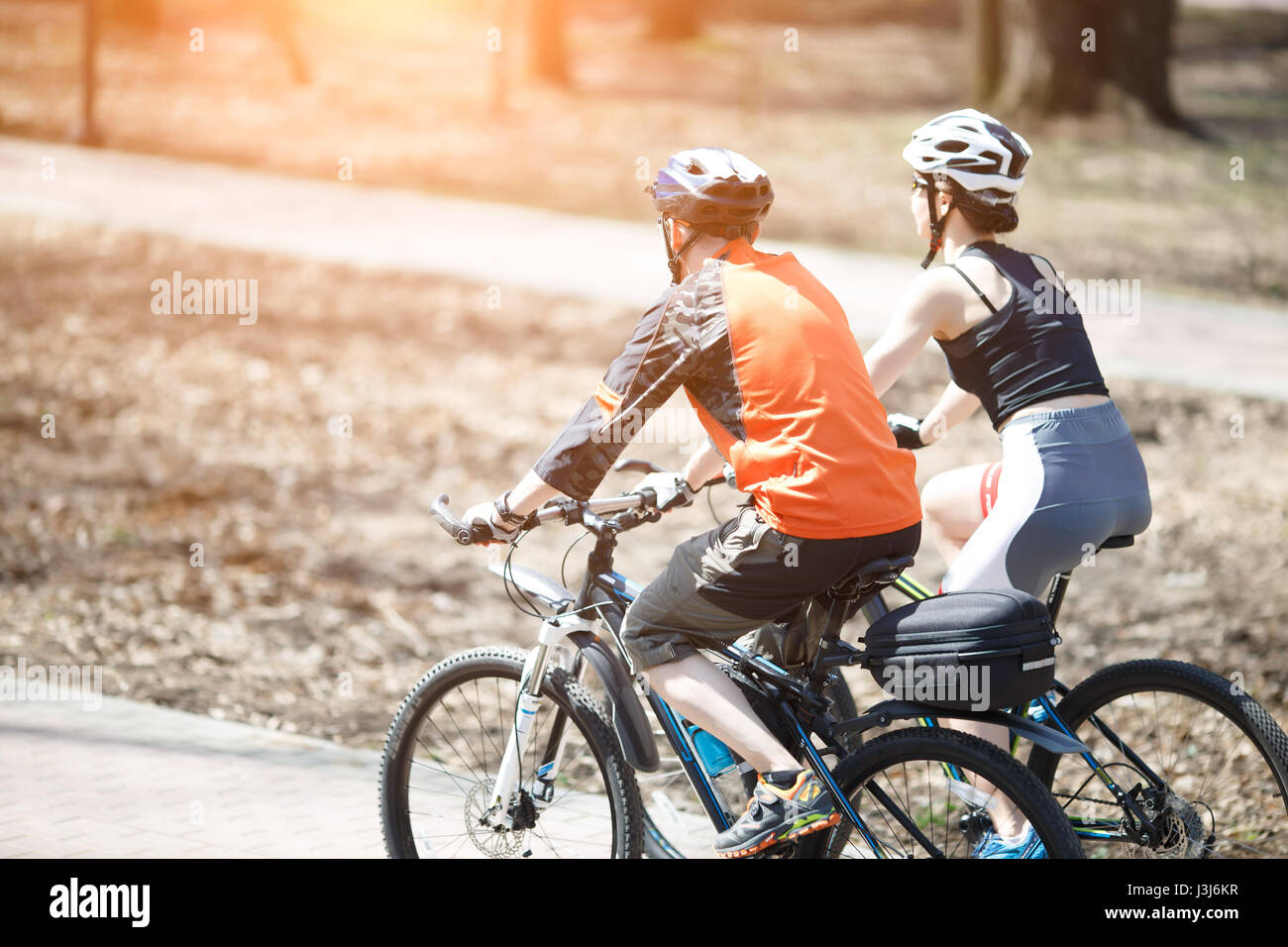 Photo of bikers from back Stock Photo - Alamy