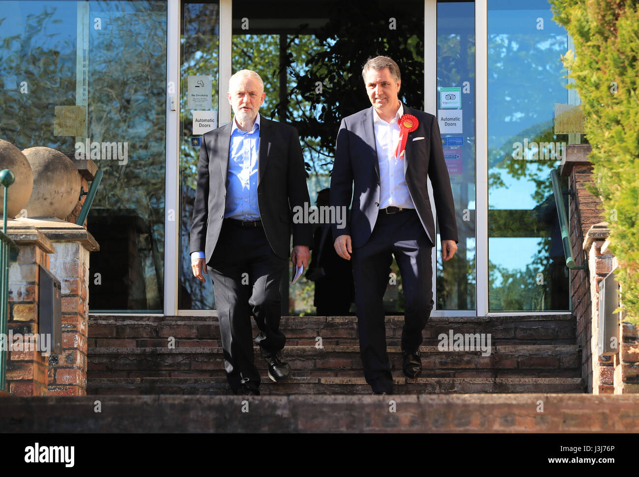 Labour leader Jeremy Corbyn in Liverpool with Steve Rotheram, after was ...