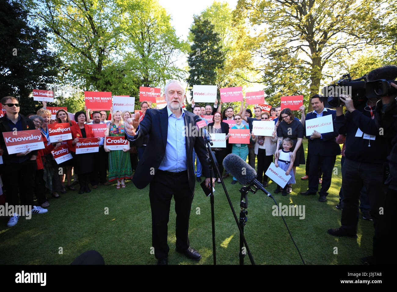 Labour leader Jeremy Corbyn in Liverpool meeting Steve Rotheram, after ...