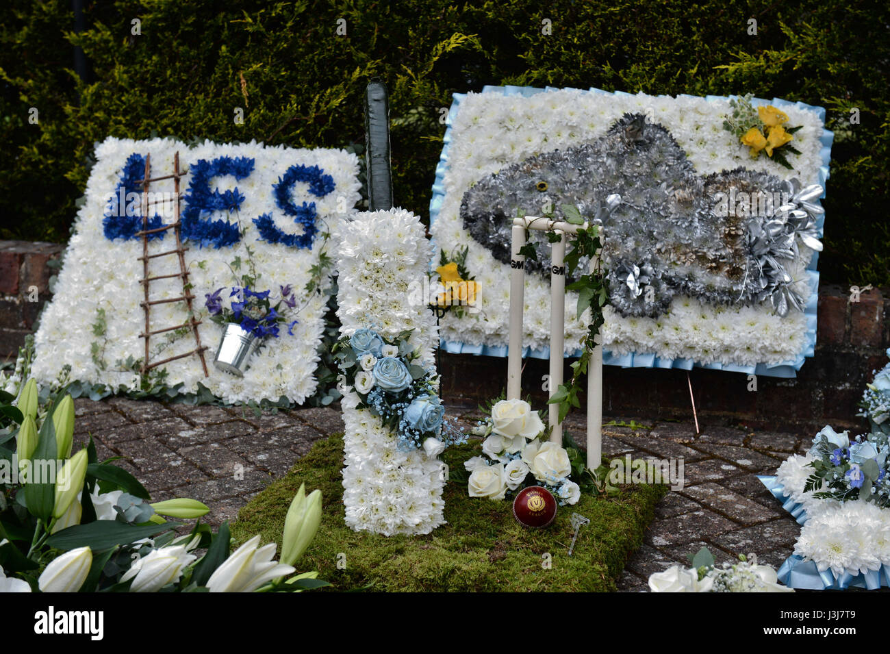 Floral tributes outside North East Surrey Crematorium in Morden ...