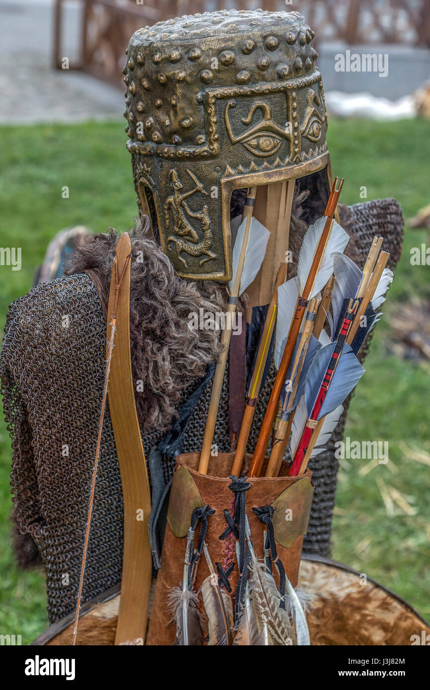 Costume of archer dacian, consisting of a metal links shirt, arrows and ...