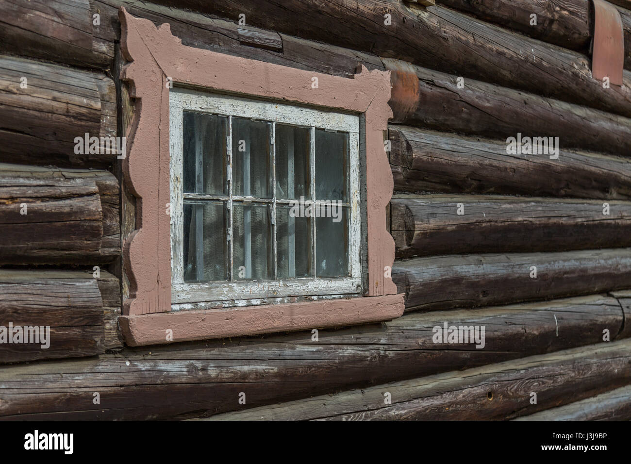 Window in old wooden rural house Stock Photo - Alamy