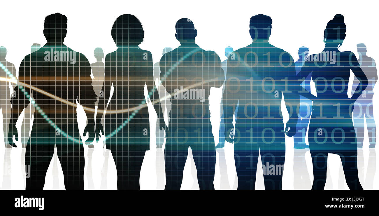 Silhoutte of Business People Standing in a Line Row Stock Photo - Alamy