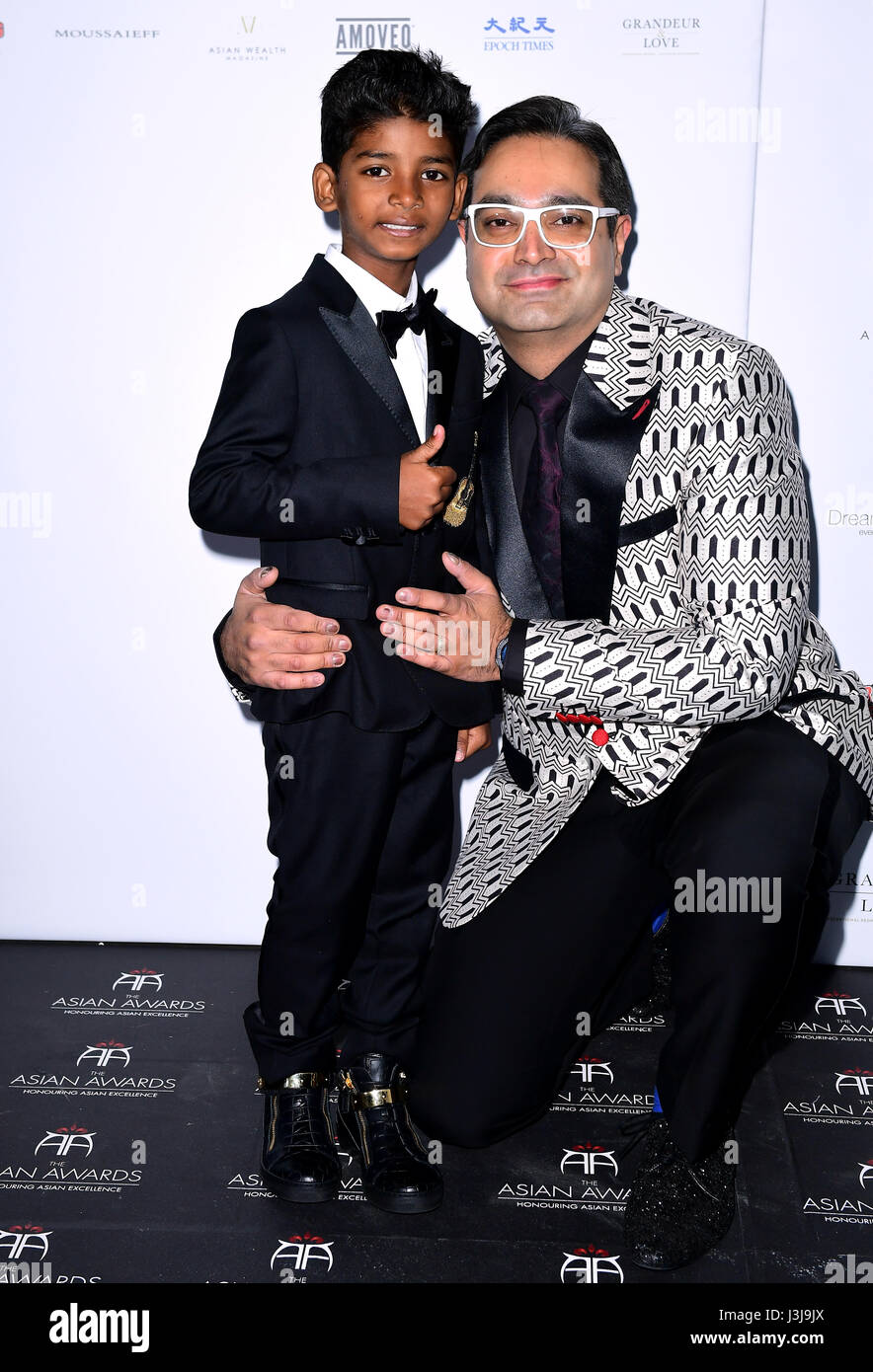 Sunny Pawar (left) attending the 7th annual Asian Awards at the Hilton ...