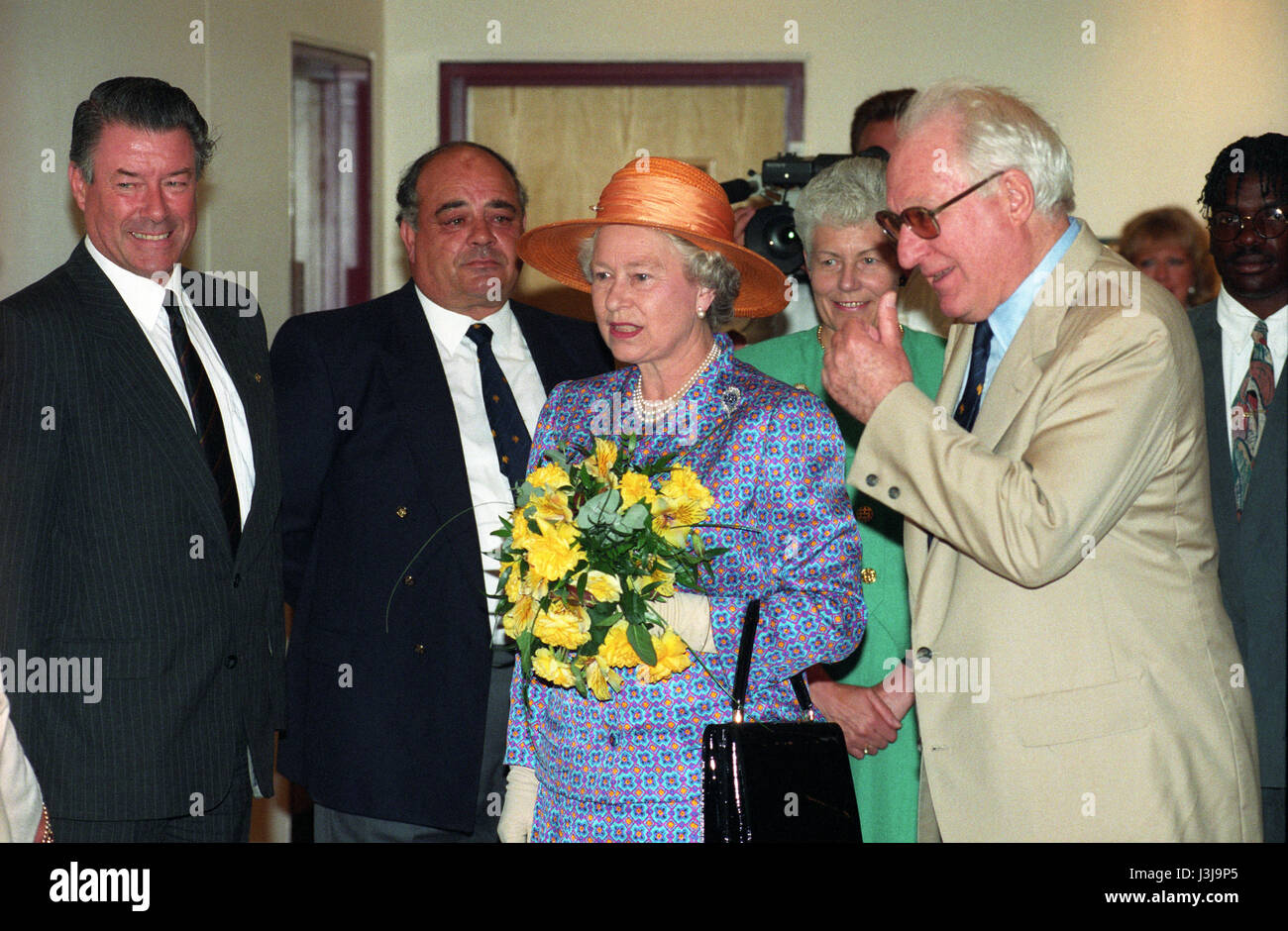 Her Majesty Queen Elizabeth with Sir Jack Hayward visiting Molineux the ...