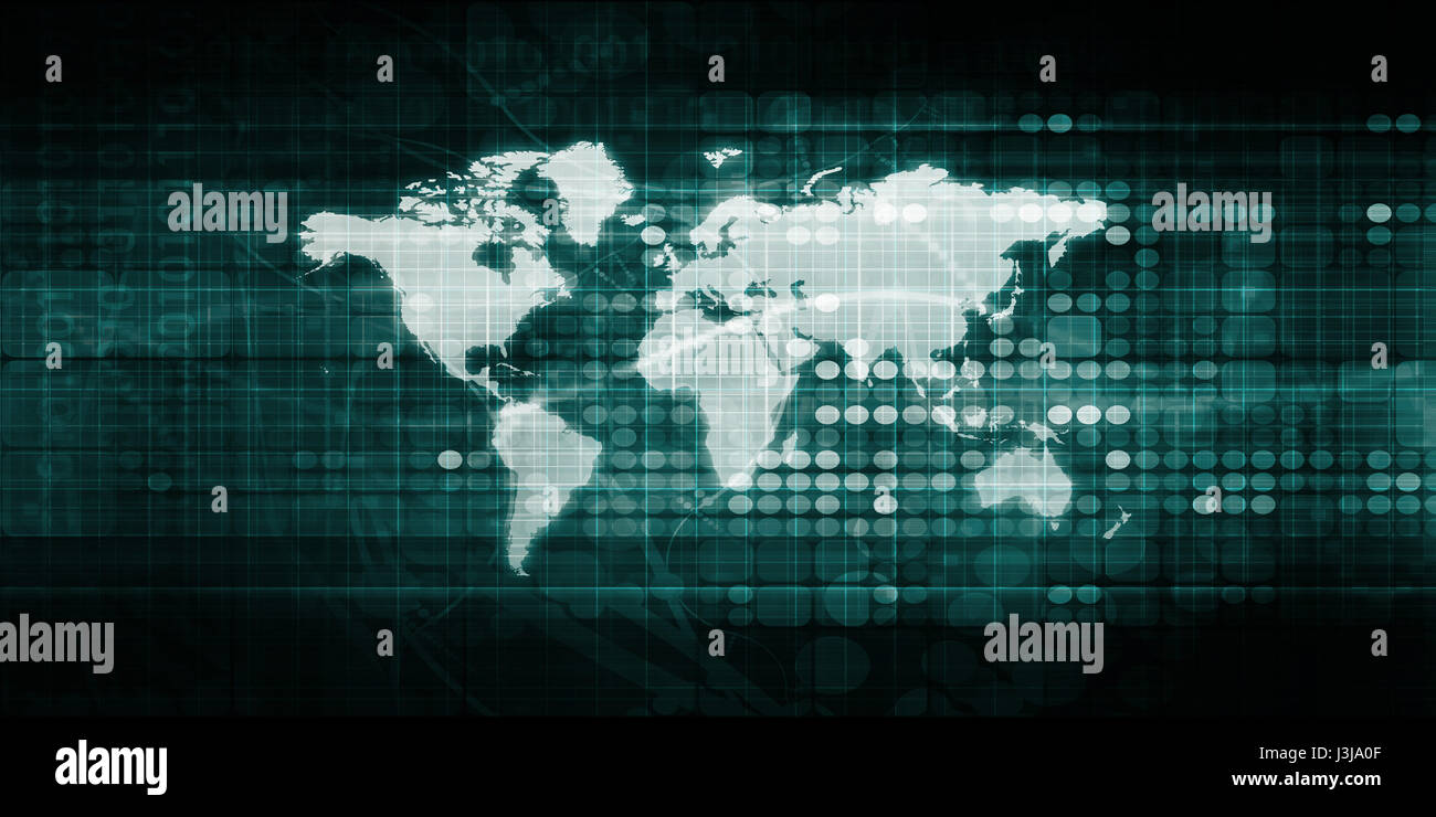 World Business Background with Map and Digital Data Stock Photo - Alamy