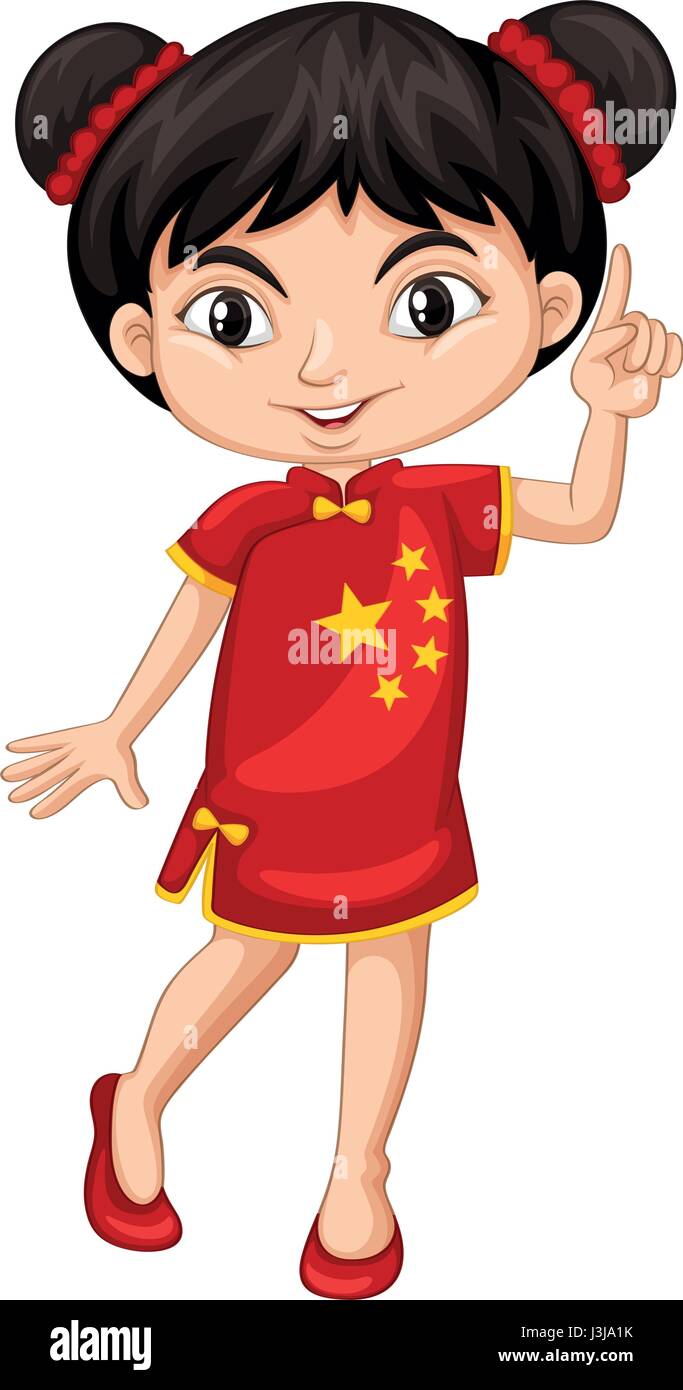 Chinese girl in traditional costume illustration Stock Vector Image ...