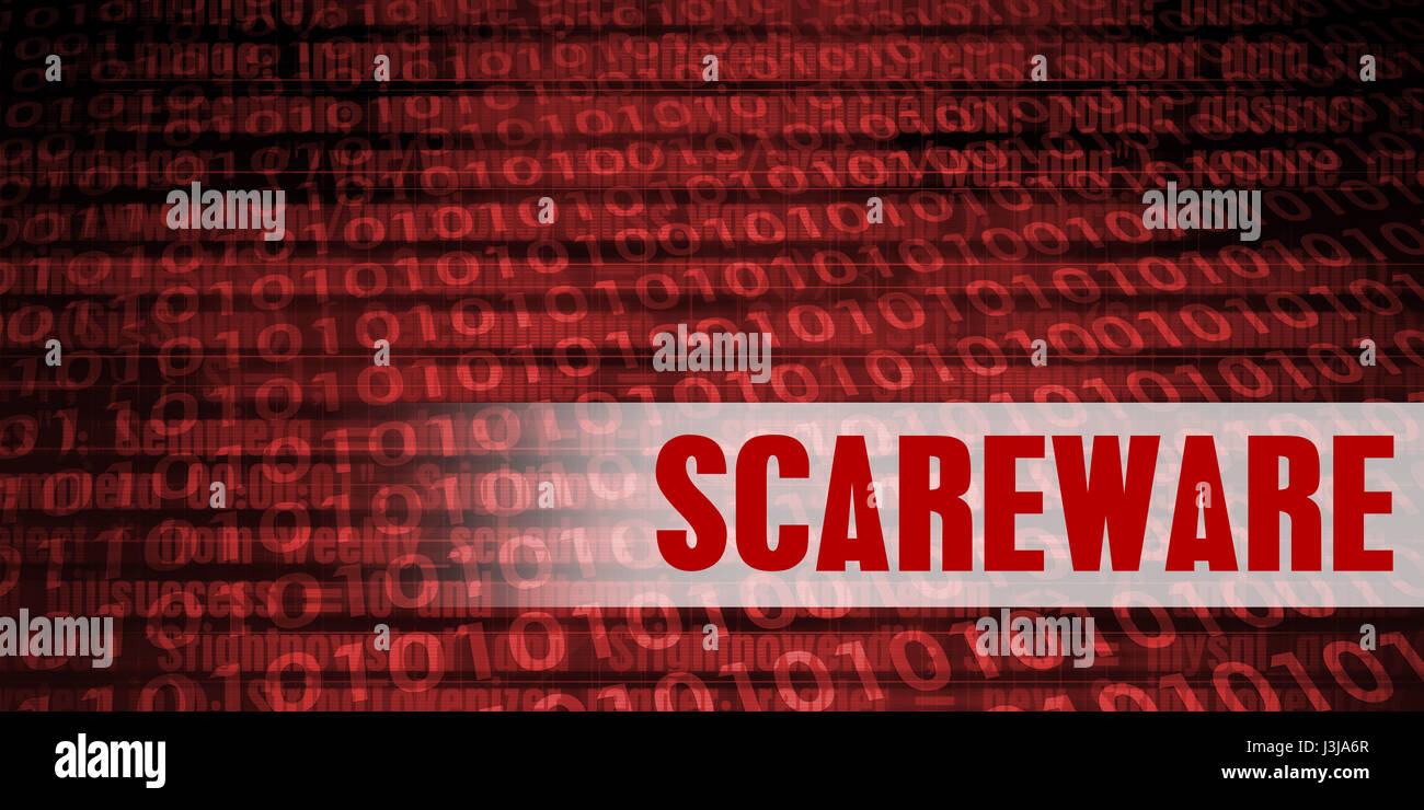 Scareware Security Warning on Red Binary Technology Background Stock ...