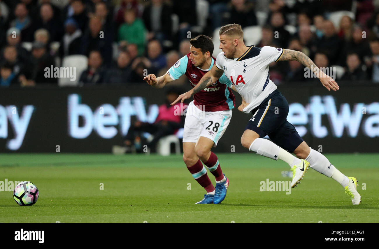 West Ham United's Jonathan Calleri and Tottenham Hotspur's Toby ...