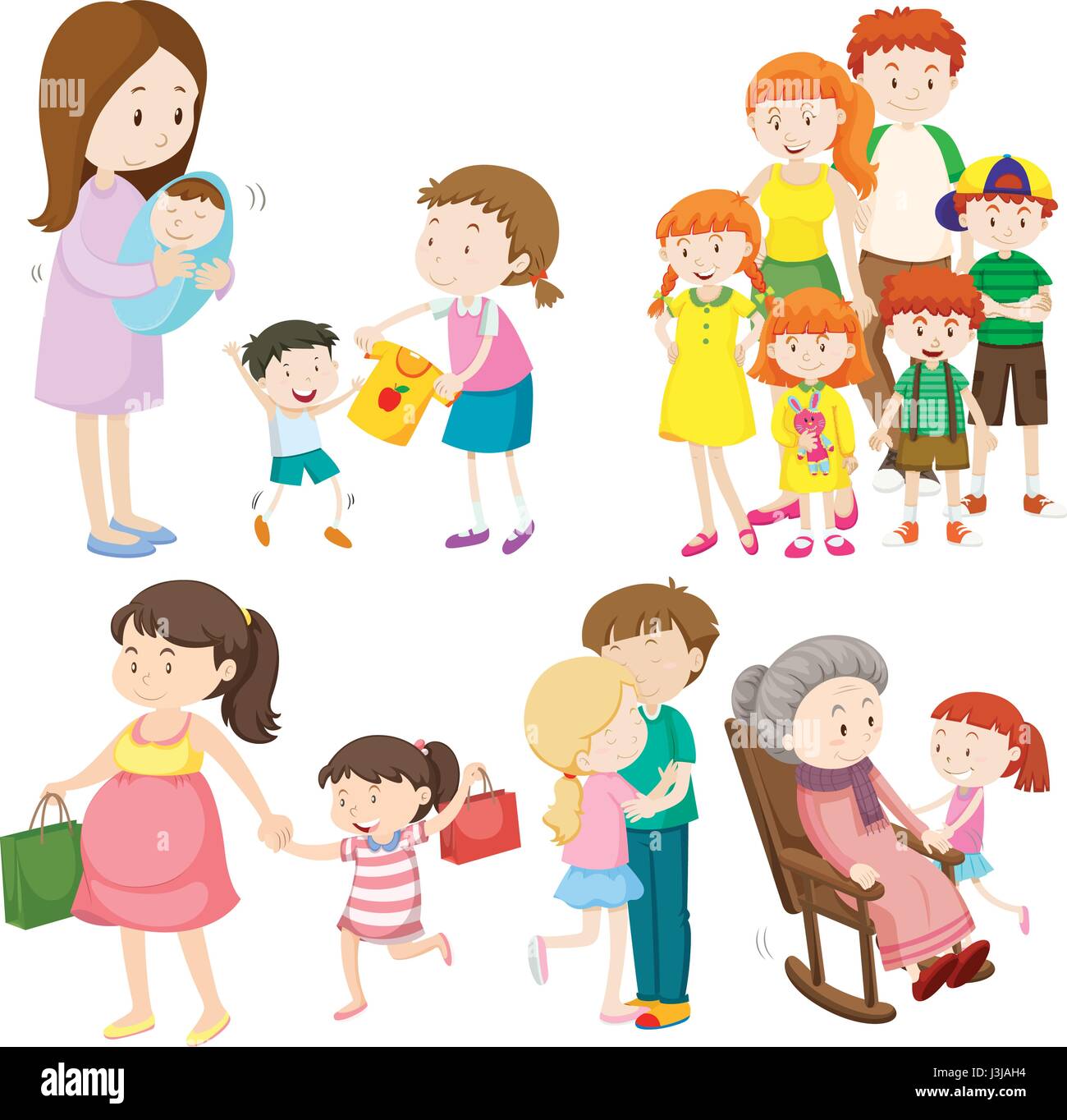 People in family at different generations illustration Stock Vector ...