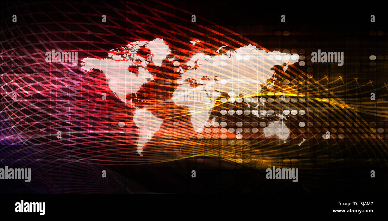 World Business Background with Map and Digital Data Stock Photo - Alamy