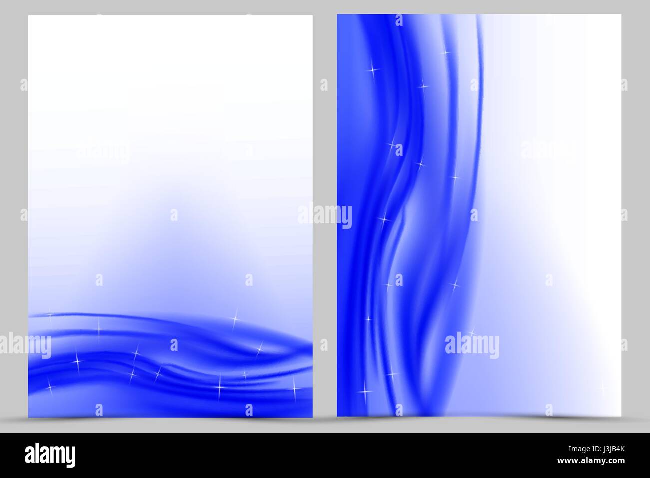 dynamic design flyer template with blue elegant waves in soft smooth ...