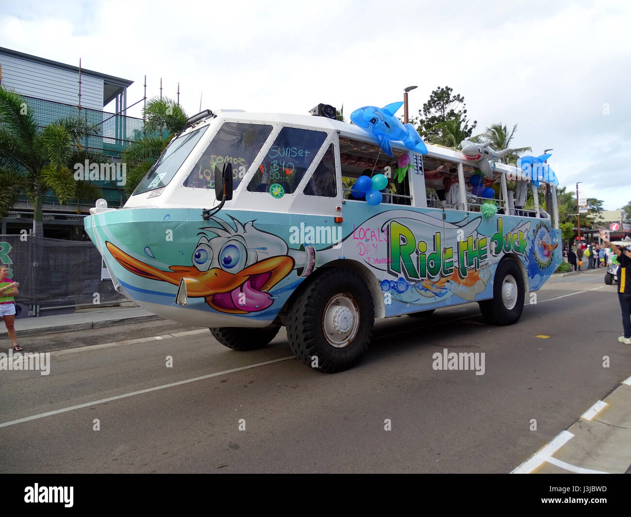 Aqua Duck participating in a parade Stock Photo - Alamy